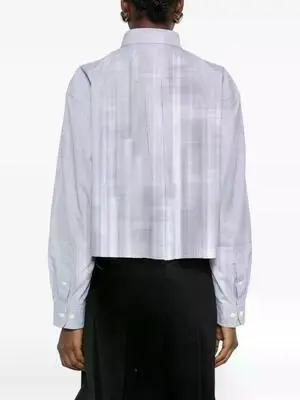 Miu Miu Cropped Checkered Cotton Poplin Shirt