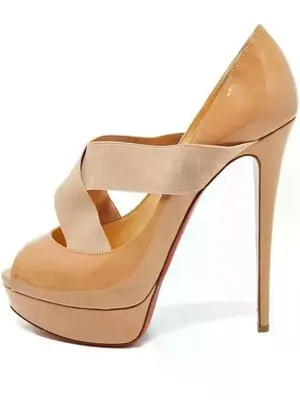 CHRISTIAN LOUBOUTIN Elasticated-straps Platform Pumps - Neutrals