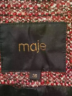 Maje Tweed Leather-trimmed Coat