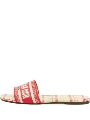 Dior Christian Dior Canvas Embroidered Slides Red