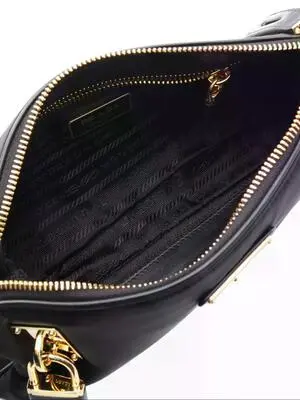 Prada Small Leather And Tessuto Crossbody Bag - Black
