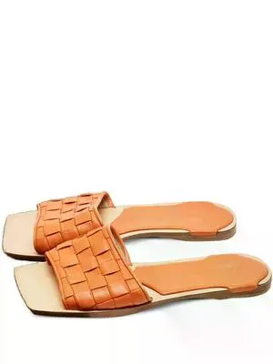 Bottega Veneta Intrecciato Leather Sandals - Orange