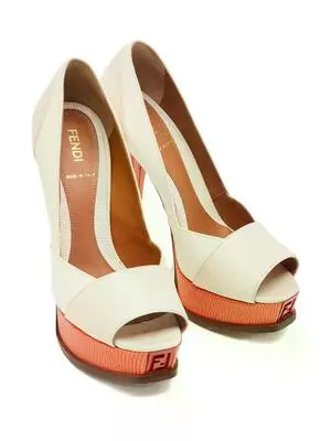 Fendi Lizard-embossed Peep-toe Pumps