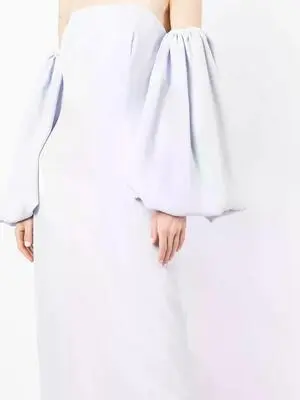 BAZZA ALZOUMAN Off-shoulder Gown With Puff Sleeves