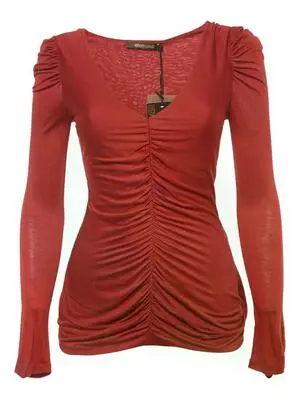 Roberto Cavalli Vintage Ruched Long-sleeve Top