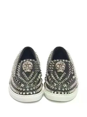 Philipp Plein Skull Studded Leather Slip-on Trainers