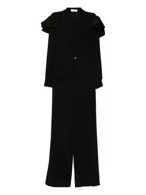 SAIID KOBEISY Ruffled Wrap Jumpsuit - Black