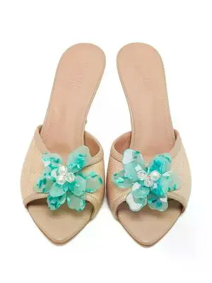 MALONE SOULIERS Raffia Flower Sandals