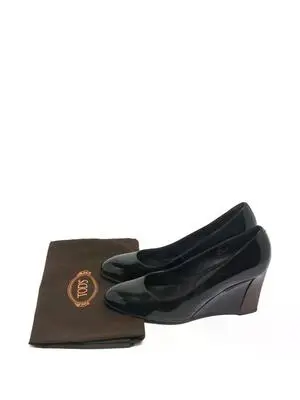 TOD'S Patent-leather Wedge Pumps - Black