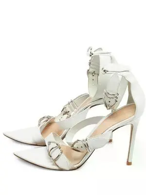 GIANVITO ROSSI Belted Leather Stiletto Sandals - White