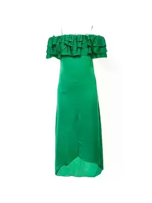 Maje Ruffle-detail Satin Midi Dress
