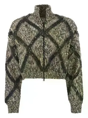 Brunello Cucinelli Diamond-pattern Zip-up Cardigan
