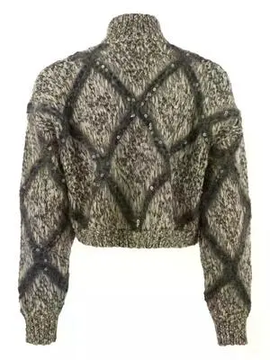 Brunello Cucinelli Diamond-pattern Zip-up Cardigan