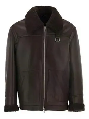 PT TORINO Shearling-trimmed Leather Jacket