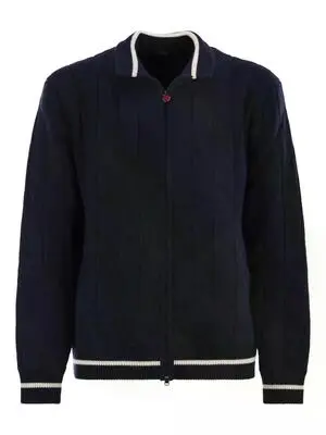 Kiton Zipped Ribbed Cashmere Cardigan - Blue