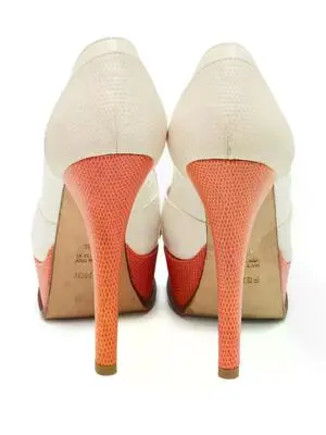 Fendi Lizard-embossed Peep-toe Pumps