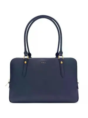 Furla Large Leather Boston Tote Bag - Blue