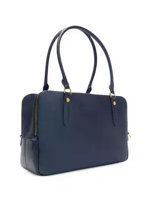 Furla Large Leather Boston Tote Bag - Blue