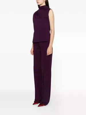 SAIID KOBEISY Pleated Shoulder Top Pants Ensemble