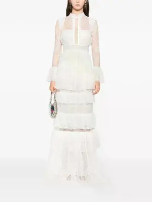 SAIID KOBEISY Lace Ruffled Long Dress