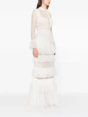 SAIID KOBEISY Lace Ruffled Long Dress