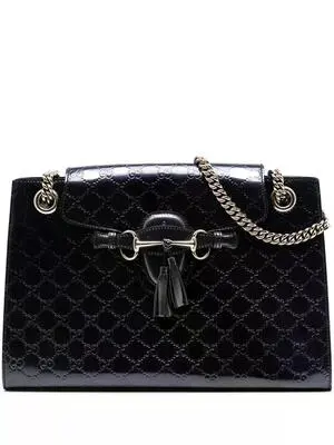 Gucci Large Sissima Patent Emily Shoulder Bag - Purple