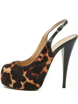 GIUSEPPE ZANOTTI Leopard-print Peep-toe Slingback Pumps