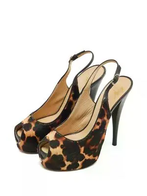 GIUSEPPE ZANOTTI Leopard-print Peep-toe Slingback Pumps