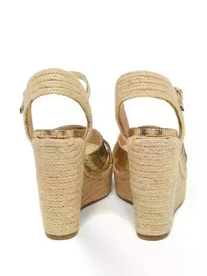 JIMMY CHOO Foil Crisscross Espadrille Sandals