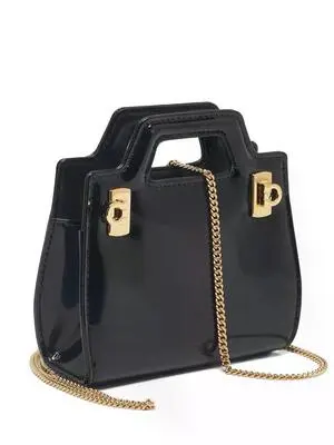FERRAGAMO Micro Sofia Leather Tote Bag - Black