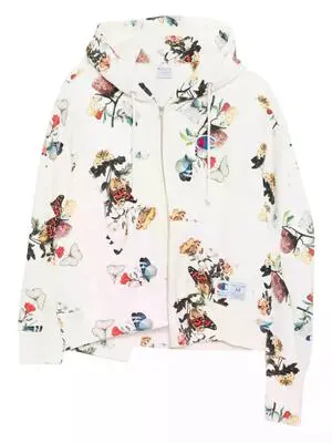 UNDERCOVERISM X Champion Floral-print Zip-up Hoodie - Neutrals