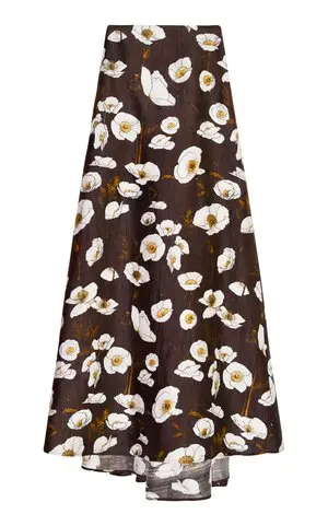 CONIGLIO PALM BEACH Adjustable Bustle Silk Maxi Skirt - Brown