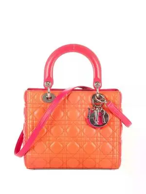 Dior Quilted Top-handles Tote Bag - Orange
