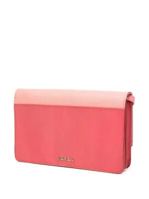 Prada Saffiano Turn Lock Wallet On Strap Crossbody Bag - Pink