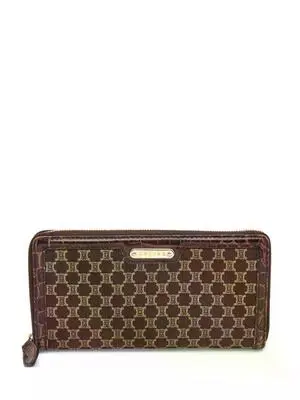 Celine 2007 Macadam Croc-embossed Zip Wallet - Brown