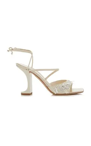 IZIE Arno Embellished Satin Sandals - Ivory