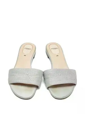 Fendi Logo Satin Flat Sandals