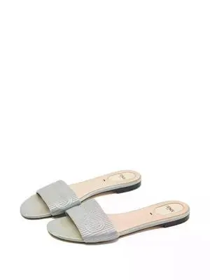 Fendi Logo Satin Flat Sandals