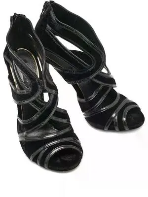 Dolce & Gabbana Leather Zip Strappy Stiletto Sandals - Black