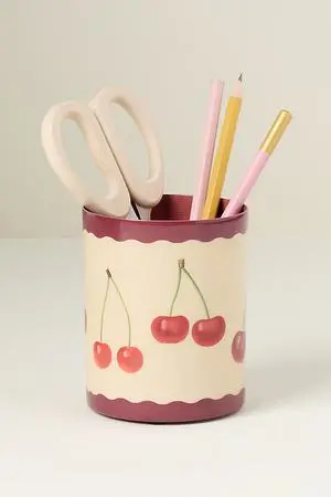 ROOMYTOWN Enamel Pen Pot - Cherry