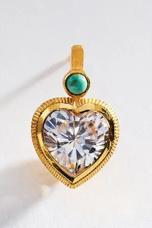 HART Bezel Turquoise Heart Earrings - Gold