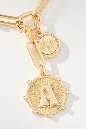 Anthropologie Monogram Coin Pendant Necklace - A