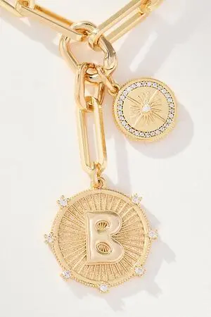 Anthropologie Monogram Coin Pendant Necklace - B