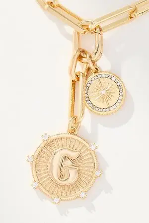 Anthropologie Monogram Coin Pendant Necklace - G