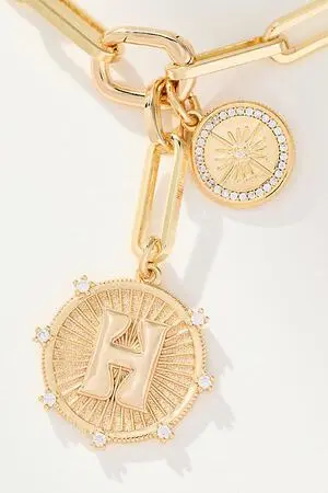 Anthropologie Monogram Coin Pendant Necklace - H