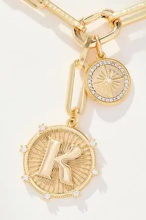 Anthropologie Monogram Coin Pendant Necklace - K