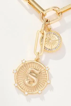 Anthropologie Monogram Coin Pendant Necklace - S