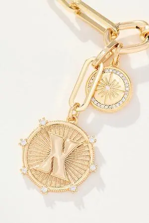 Anthropologie Monogram Coin Pendant Necklace - X
