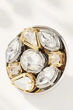 Anthropologie Clustered Crystal Brooch - Gold & Silver