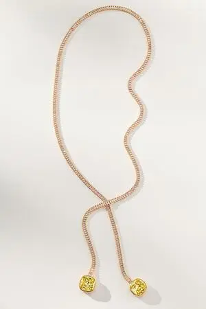 Anthropologie Deux Gem Adjustable Lariat Necklace - Gold